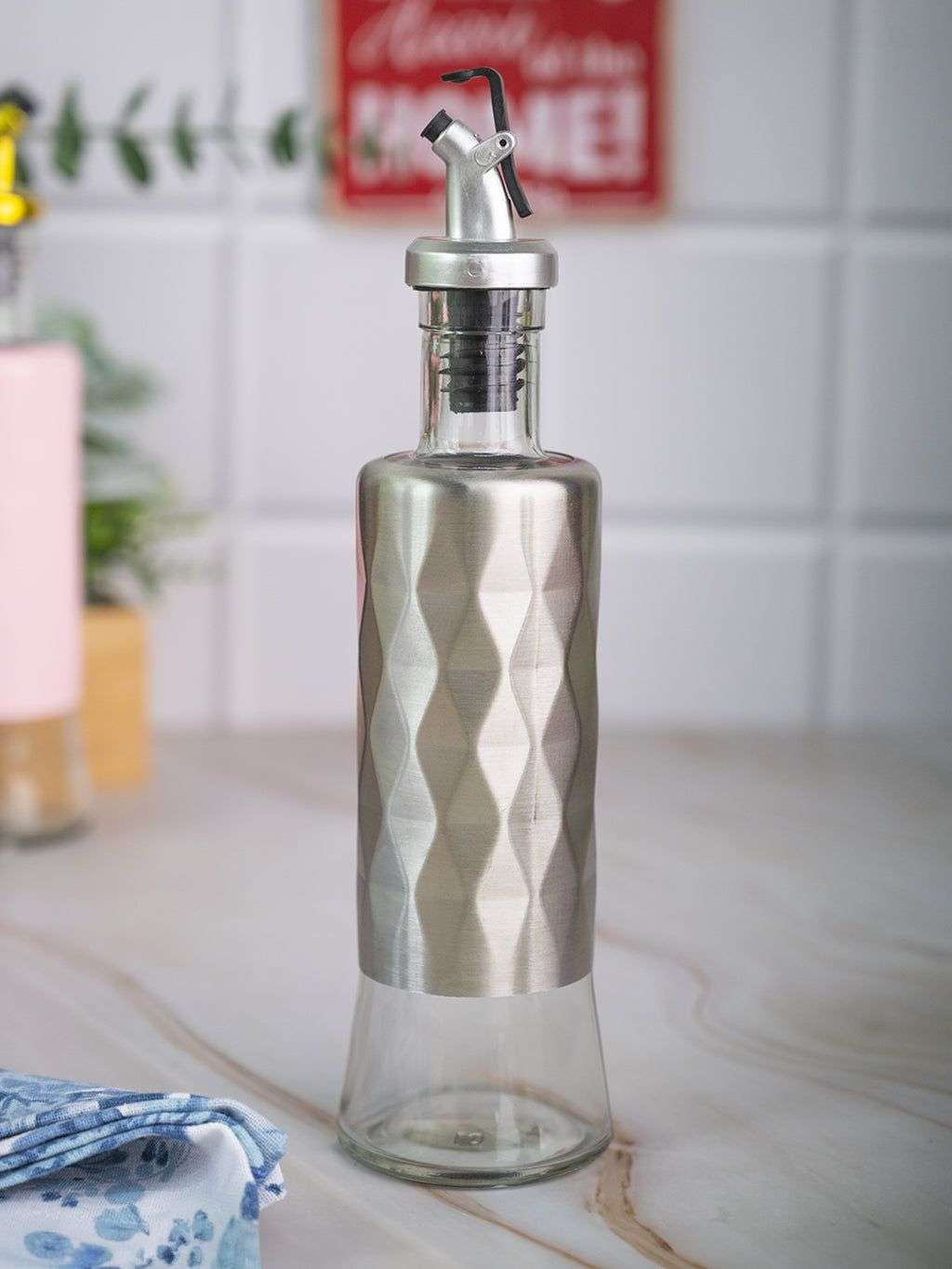 Oil Dispenser - 250Ml, Silver - Bluee