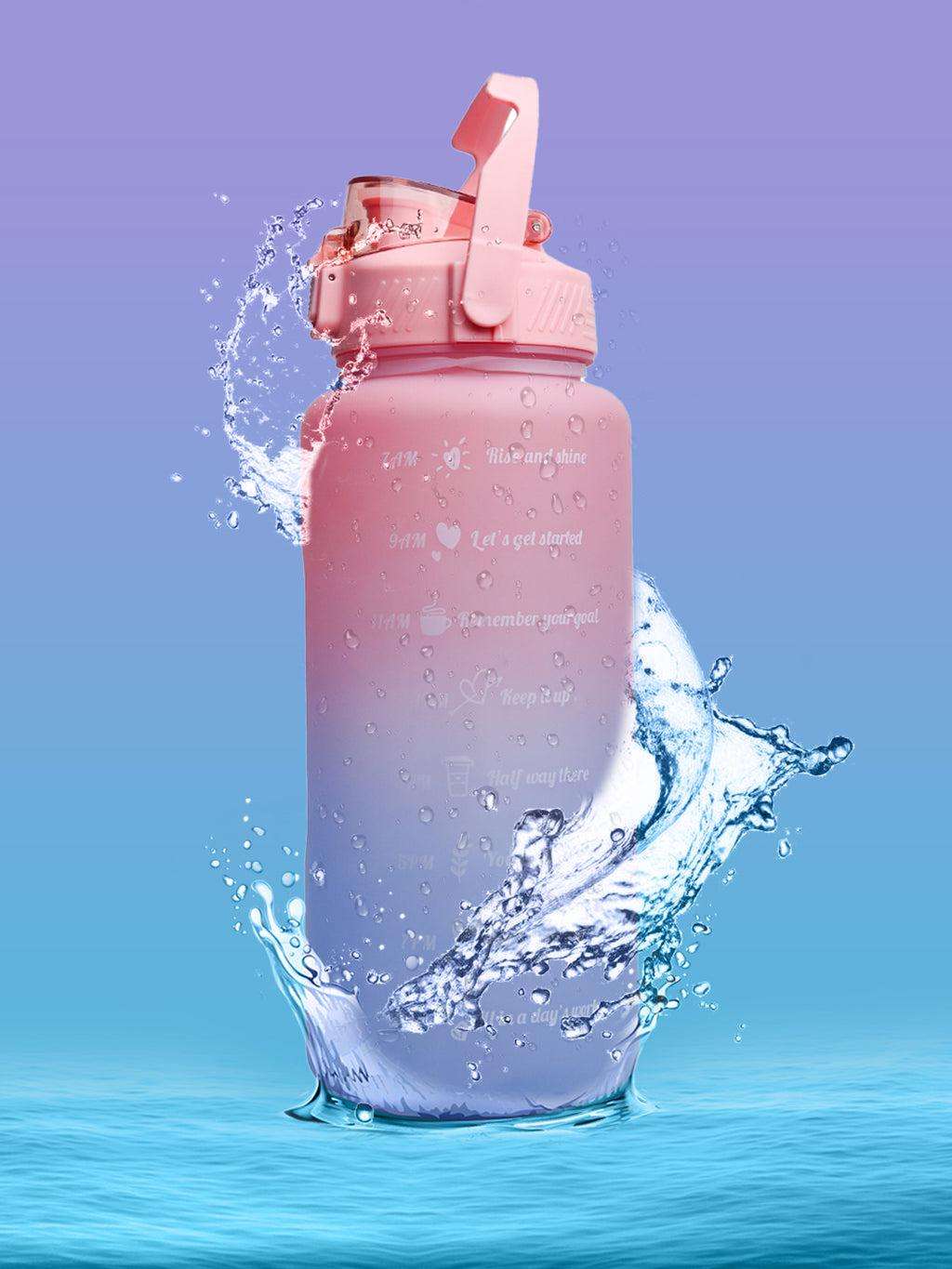 Motivational Sipper Water Bottle with Time & Level Marker, Pink Blue, 2 ...